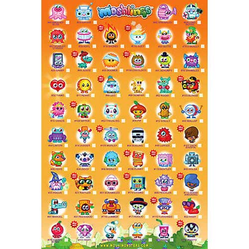 Moshi Monsters - Moshlings Chart Poster – Classic Bargains Australia